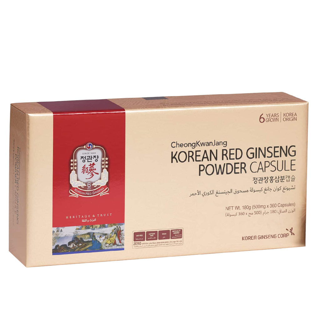 Korean Red Ginseng Powder, 500 mg, 180 Capsules – Welzo GCC