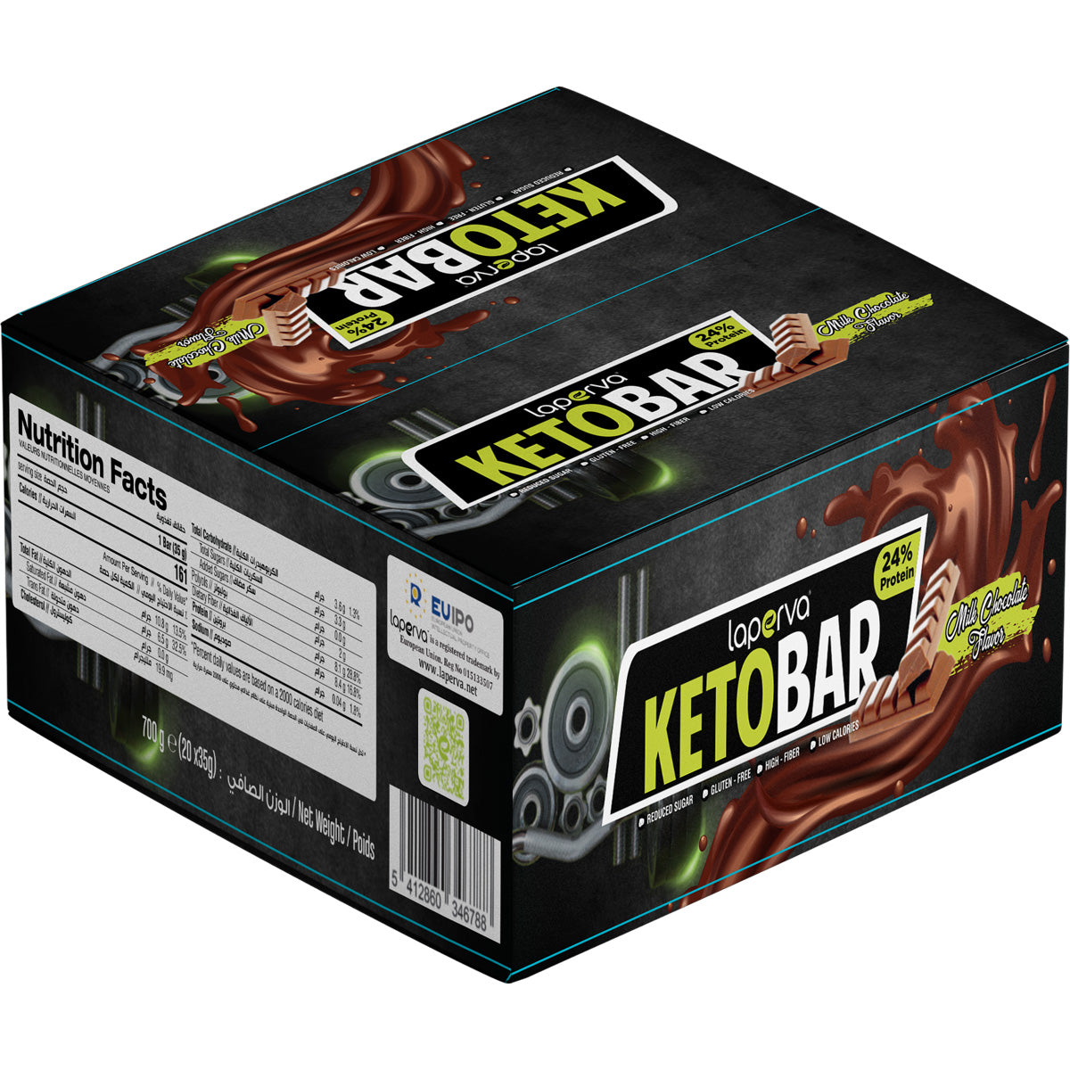 Laperva Keto Bar, Box of 20 Bars, Milk Chocolate & Almonds – Welzo GCC